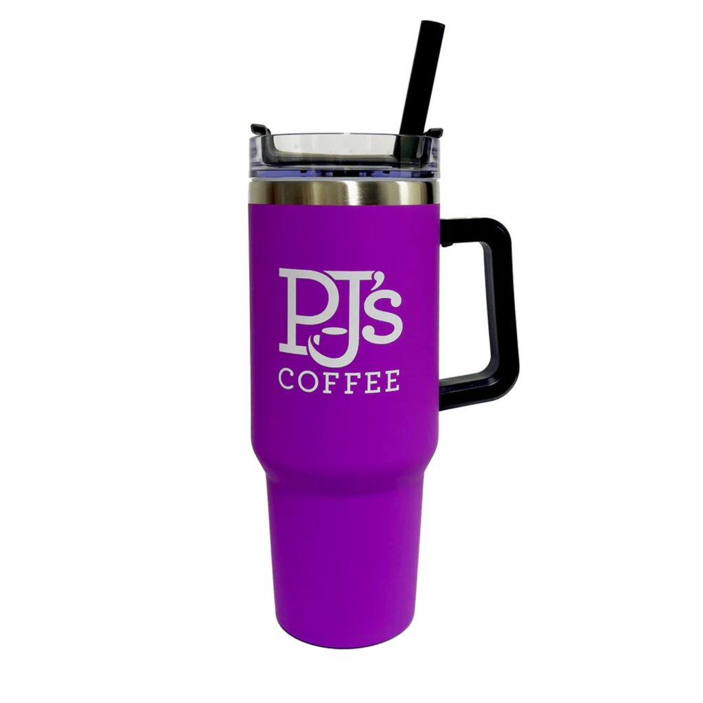 PJ's Purple 40 oz Handle Mug with Straw – PJ's Coffee